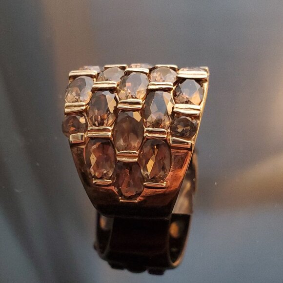 SETA 925 | Jewelry | Smokey Quartzcolored Ring With Gold Tone 925 Seta ...